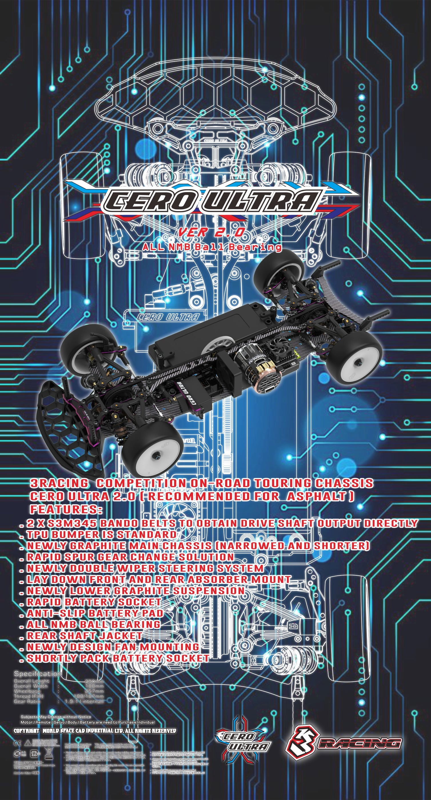KIT-CERO ULTRA VER2.0 3RACING Cero Ultra Touring Car Ver.2 — 3Racing Shop