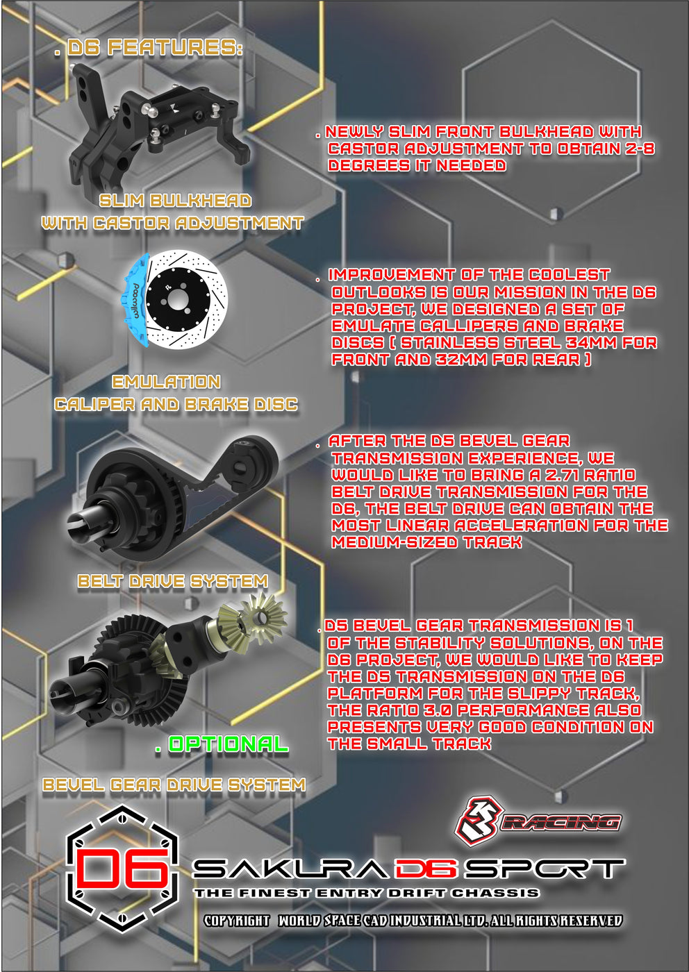 KIT-SAKURA D6GA 3RACING Sakura D6 Sport Carbon Graphite Version ...