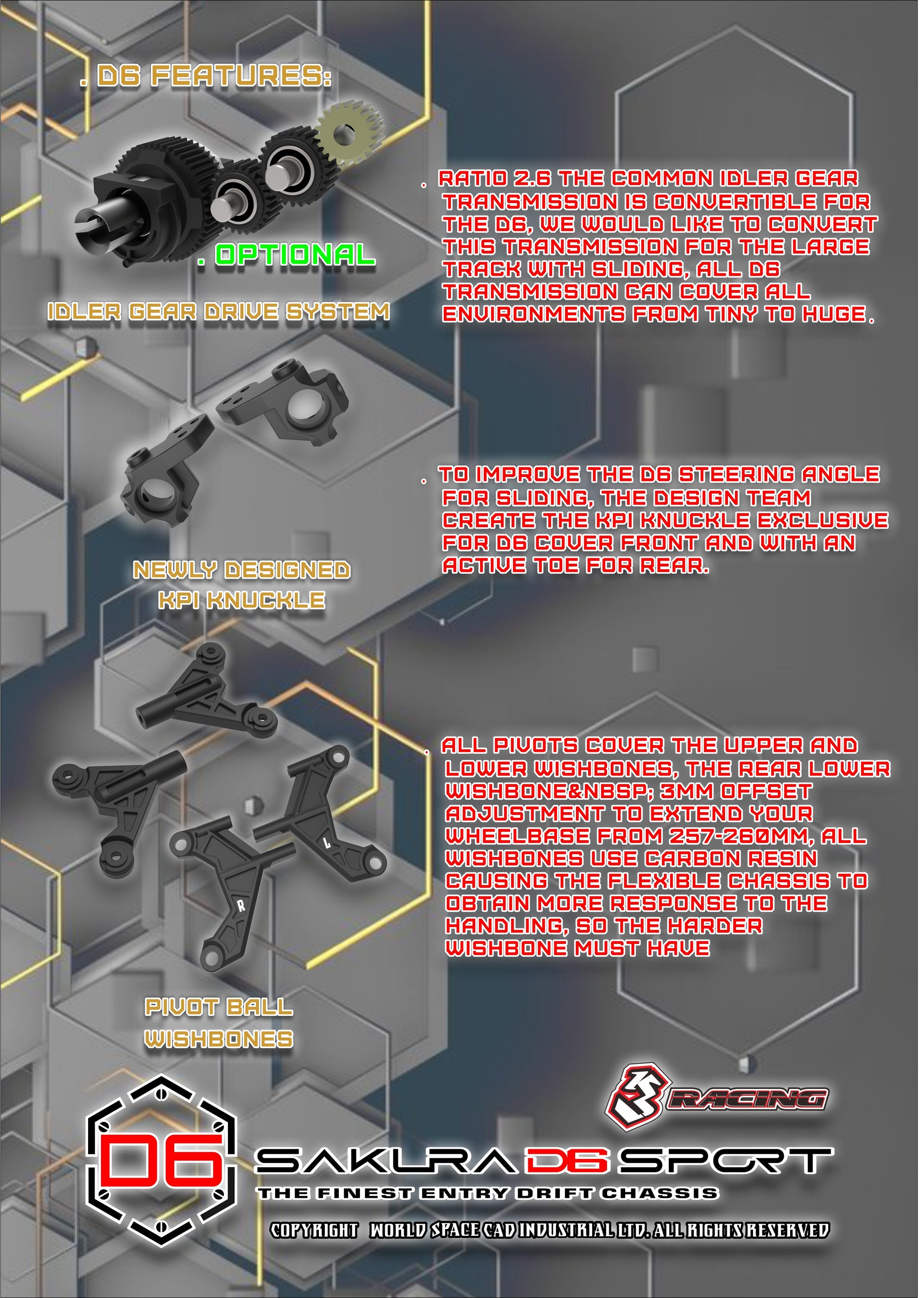 KIT-SAKURA D6GA 3RACING Sakura D6 Sport Carbon Graphite Version ...