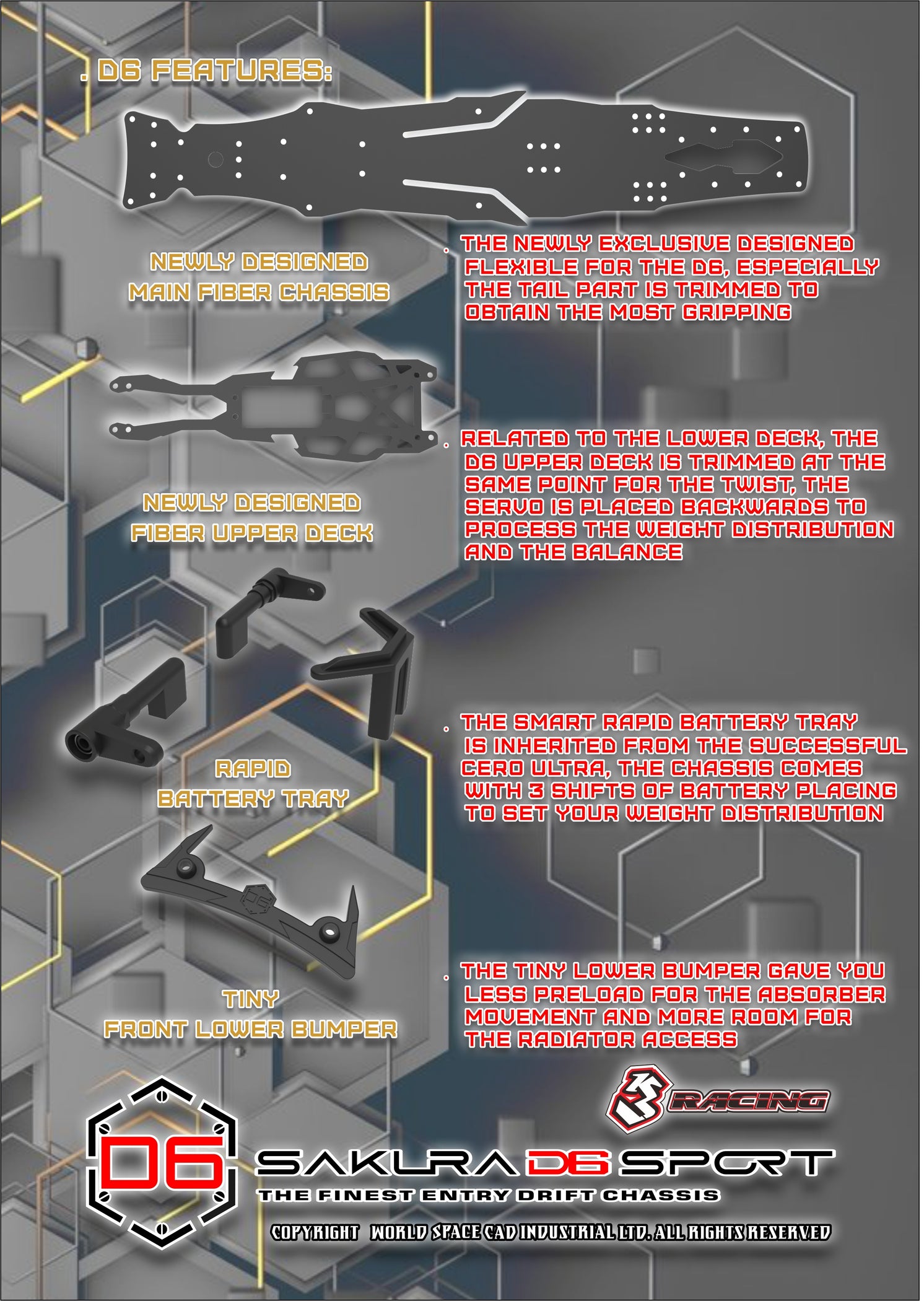 KIT-SAKURA D6GA 3RACING Sakura D6 Sport Carbon Graphite Version ...