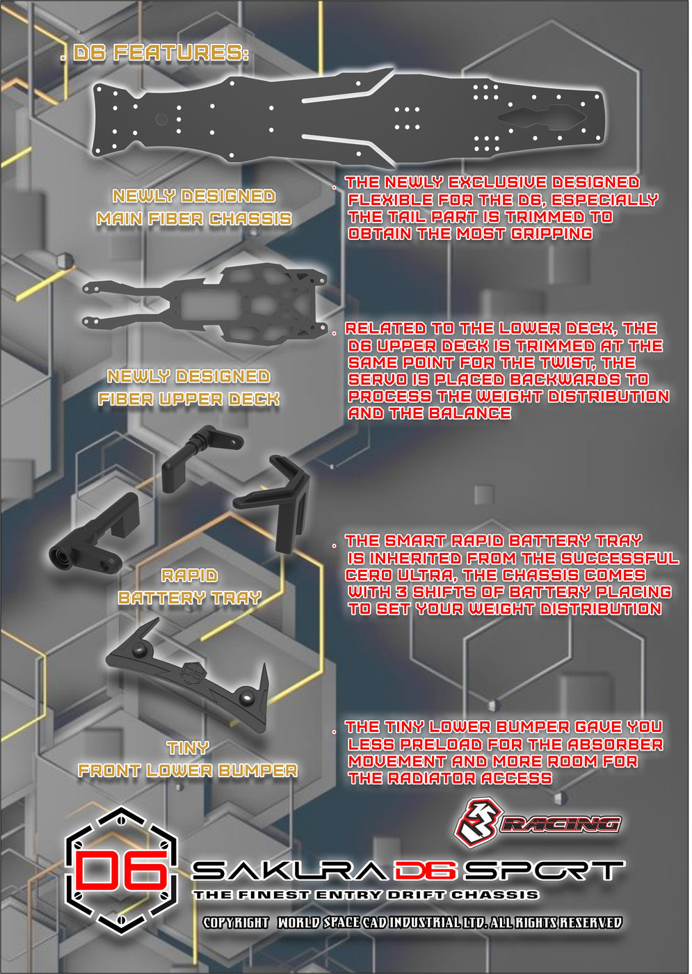 KIT-SAKURA D6GA 3RACING Sakura D6 Sport Carbon Graphite Version ...
